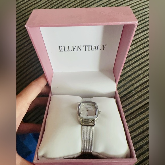 Ellen Tracy | Accessories | Ellen Tracy Watch Silver Tone Faceted Bezel ...